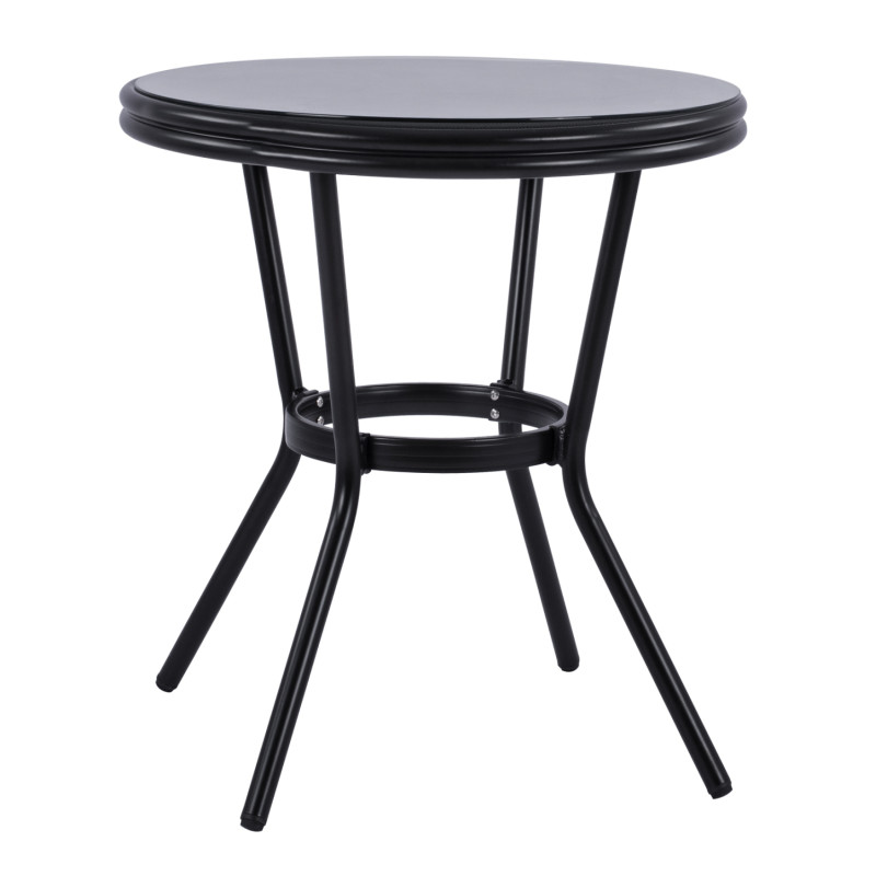 ΤΡΑΠΕΖΙ ΑΛΟΥΜΙΝΙΟΥ MOSES Φ70 BAMBOO LOOK HM5532.02 ΜΑΥΡΟ ΜΕ ΓΥΑΛΙ ...