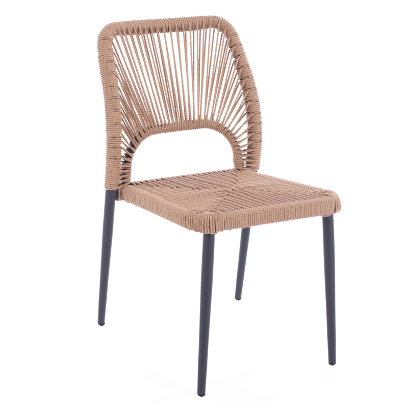 ΚΑΡΕΚΛΑ ΑΛΟΥΜΙΝΙΟΥ ΓΚΡΙ ΜΕ P.E.TWIST RATTAN ΜΠΕΖ HM5770.02 45x63x82Υ εκ ...